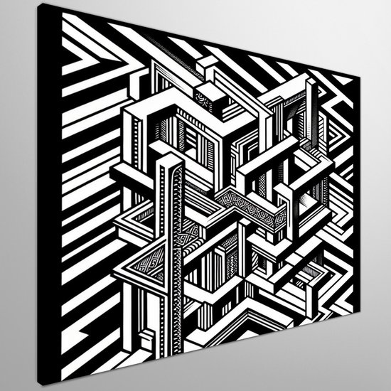 Line art escher schilderij | Mystieke lijnen dansen in dit betoverende ...