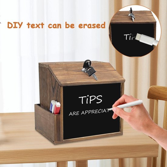 Brown Vintage Letter Box with Lockable Newspaper Compartment - Wooden ...