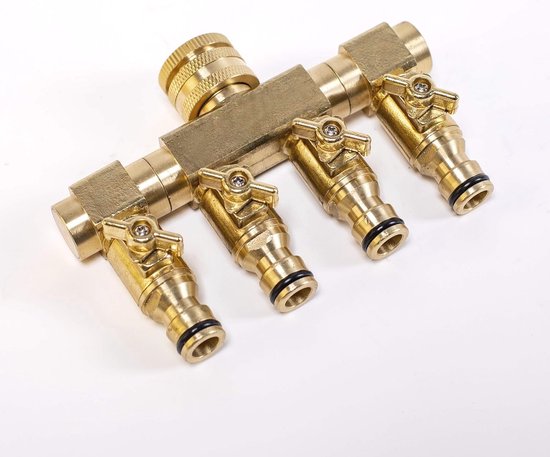 Waterverdeler 4-weg voor Tuinslang met 1/2 inch en 3/4 inch Aansluiting - Regelbare... | bol