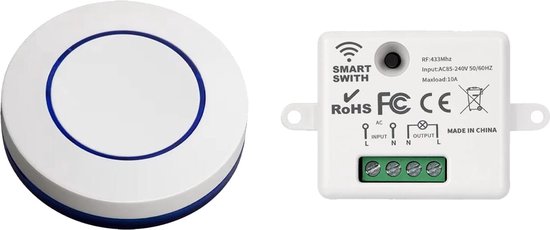 Draadloze Schakelaar Ontvanger + Afstandsbediening - OFF-ON - RF 433Mhz ...