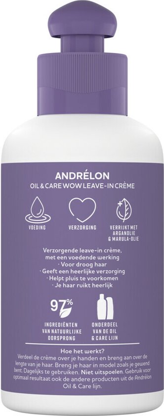 Andrelon WOW Leave-In Creme - Voor droog haar - Met arganolie & marula ...