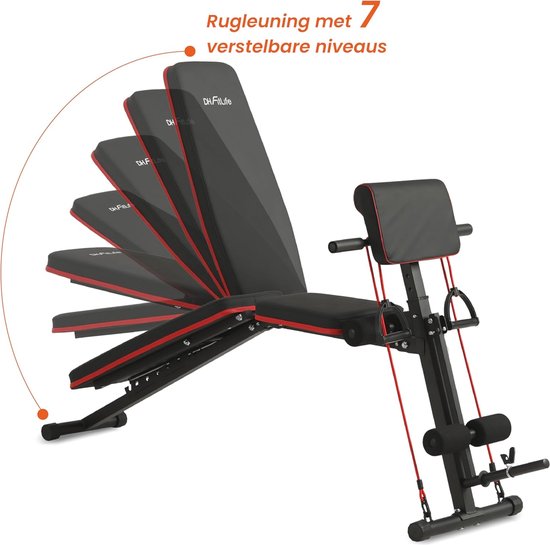 Inklapbare Multifunctionele Halterbank met Curlbank en Beenstrekker - 7 ...