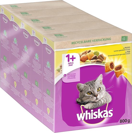 Droogvoer voor Volwassen Katten met Kip - 5x800g Kattenbrokken | bol
