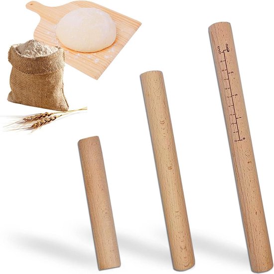 Deegroller houten deegroller - massief beukenhout - schaaldesign - voor ...