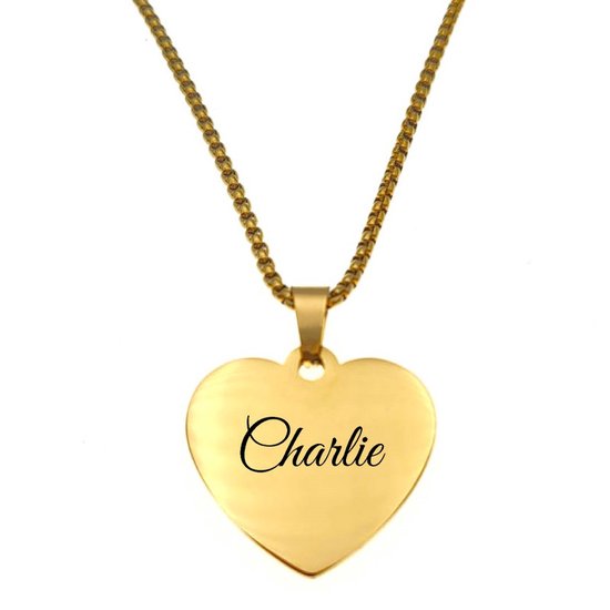 Ketting - Hart - Met Naam - Charlie - Goud | bol