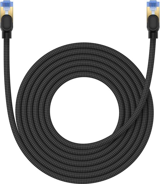 Baseus - snelinternetkabel - RJ45 cat.7 10Gbps 5m gevlochten zwart | bol