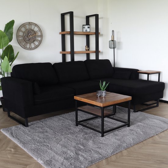 Hoekbank design Darsiono 280cm bank zwart teddy loungebank zowel links ...