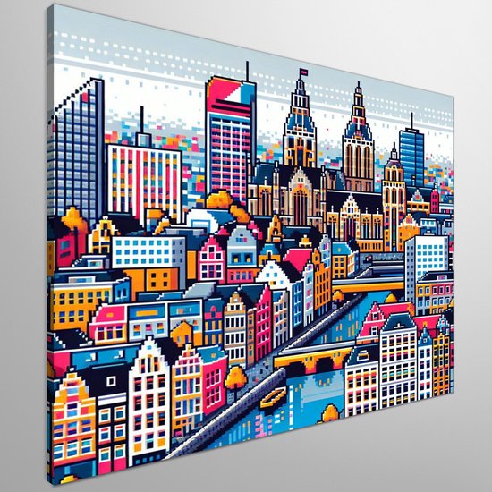 Pixel art groningen schilderij | Groningen in pixelated glory: a vibrant artwork... | bol