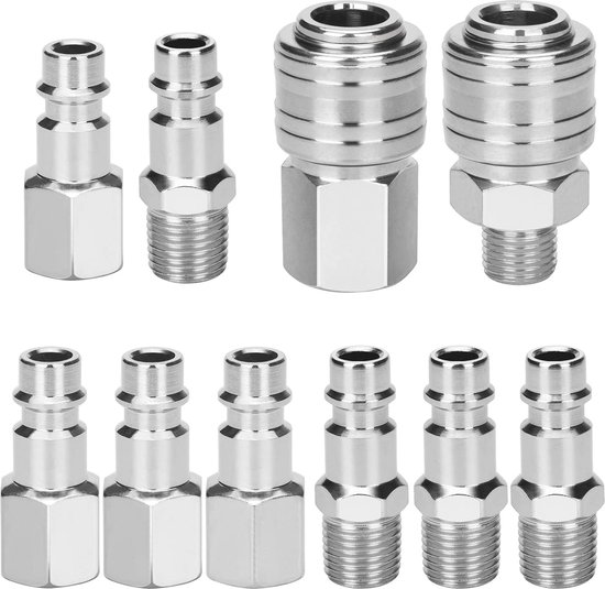 Airline Connectoren Set 10 Stuks voor Compressor - Luchtkoppelingen en Fittingen 1/4"... | bol