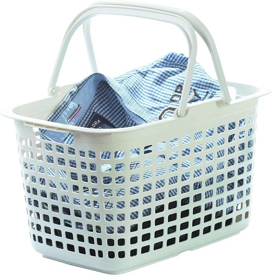 Set van 2 Plastic Wasmanden 25L met Ergonomische Handgrepen en ...