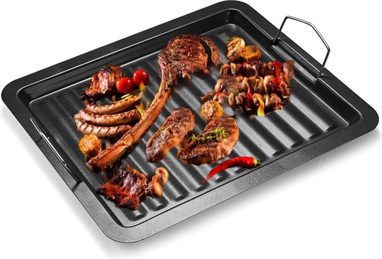 Goodivery ® Rechthoekige Gietijzeren Grillplaat met Antiaanbaklaag voor ...