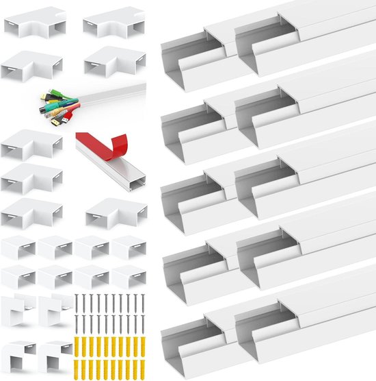 Kabelgoot zelfklevend wit - tv-kabelgoot - 10 stuks - pvc ...