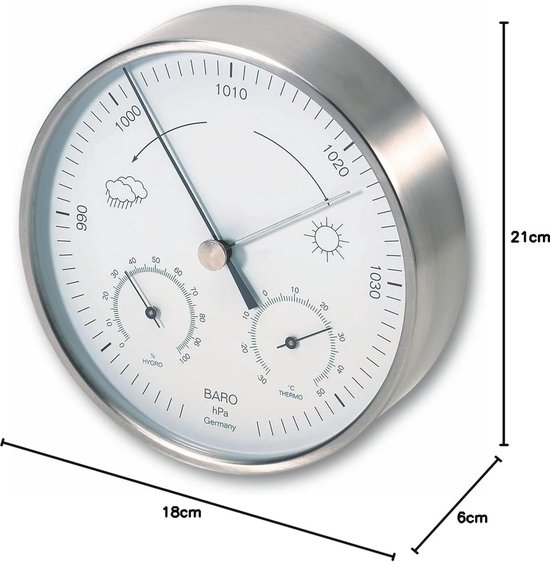 Analoog weerstation voor binnen en buiten - Barometer, Thermometer ...