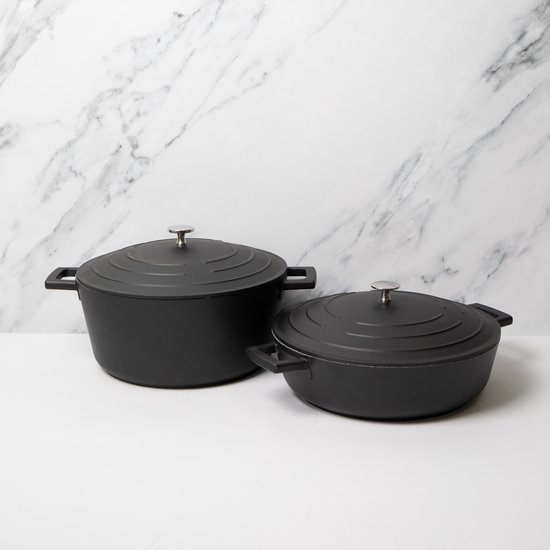 MasterClass Set ondiepe braadpannen van gegoten aluminium in ...