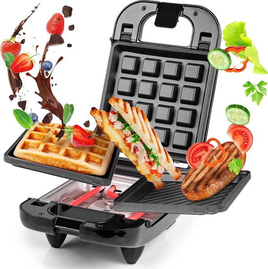Mini 2-in-1 wafel- en tosti-ijzer met verwisselbare platen - 650 Watt ...
