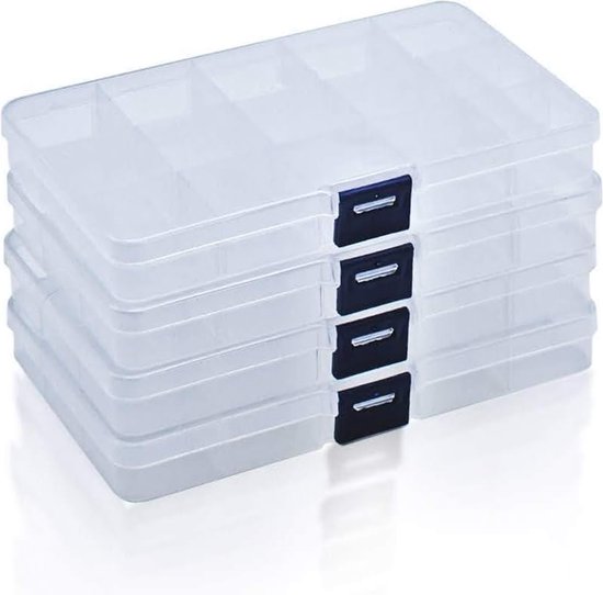 Verstelbare Plastic Opbergdozen Set van 4 voor Kralen, Schroeven en ...