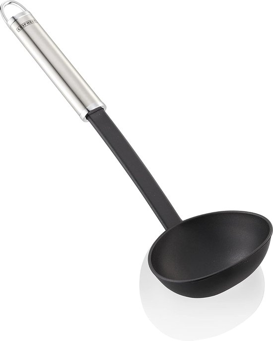 Pollepel 32 cm, soeplepel van roestvrij staal en nylon voor koken ...