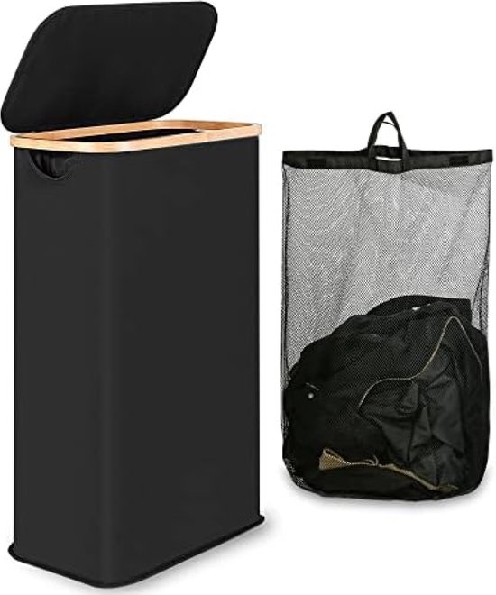 Wasmand, 60 liter hoge wasmand met deksel en handvat, slimme wasmand ...