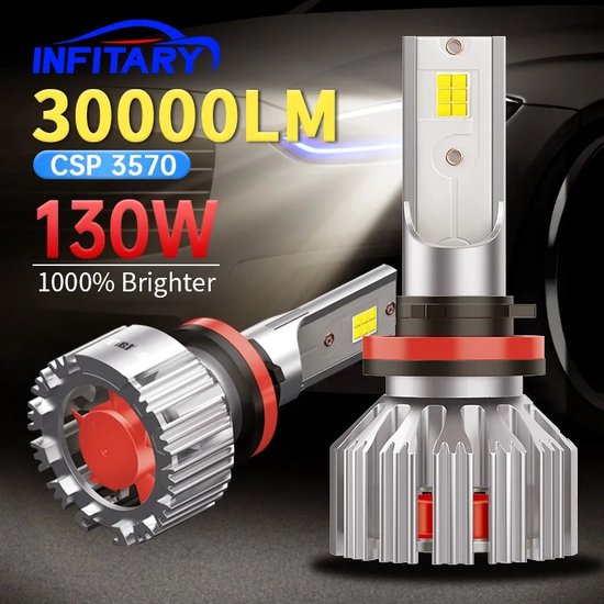 H7 LED lamp 130W 30000 Lumen (set 2 stuks) incl CANbus EMC CHip 6500k ...