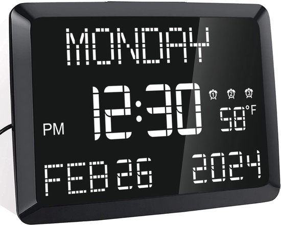 Digitale Wandklok voor Senioren met Temperatuurweergave en Alarmfunctie ...