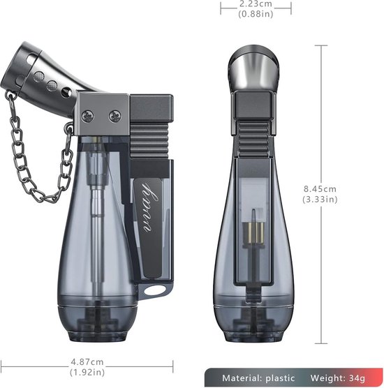 2 x Turbo Jet Aansteker Gas Butaan Navulbaar - Verstelbare Vlam ...