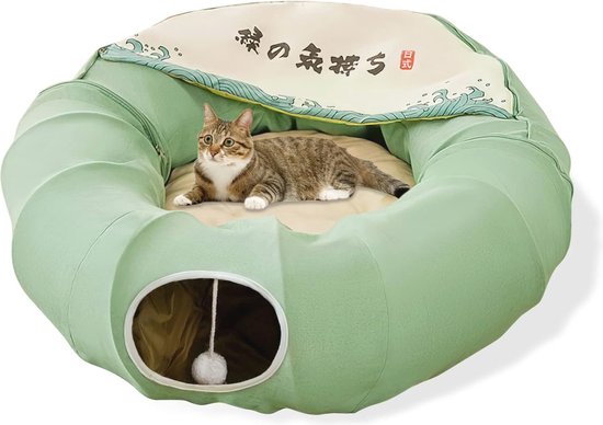 Kattentunnel en kattenbed voor binnen met krabbal, opvouwbaar design ...