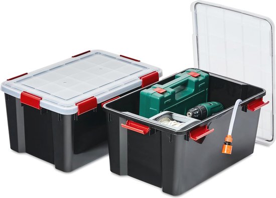 Set van 2 Luchtdichte Opbergdozen - 50L - Stapelbaar en Waterdicht ...
