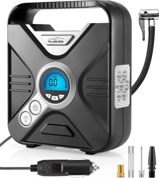 Elektrische Fietspomp - Fietspomp Draagbare 12v Luchtcompressor Auto Bandenpomp - Zilver | bol