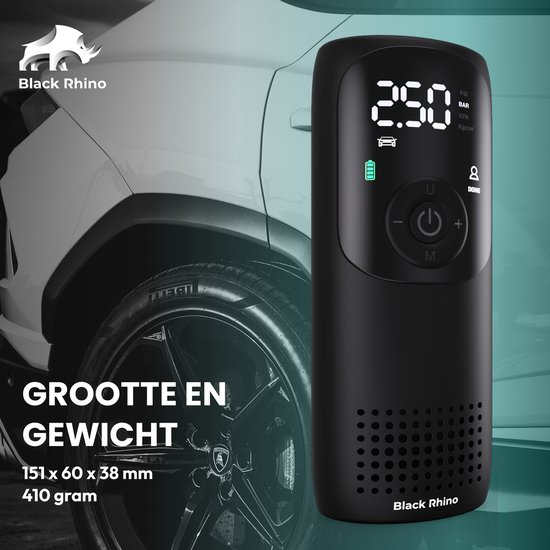 Black Rhino AeroBoost T-1 Compressor - Elektrische fietspomp - 4000 mAh ...