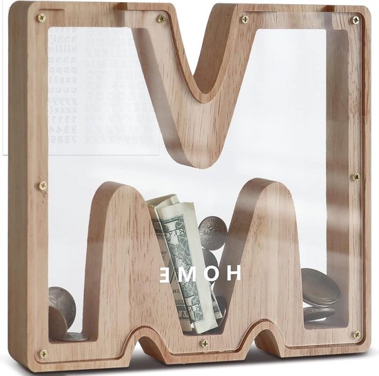 Houten spaarpot voor kinderen - personaliseerbaar - transparant ...