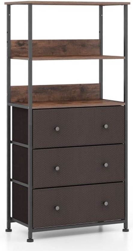 SureDeal® - Ladekast met 3 Laden en Open Planken - Metalen Frame ...