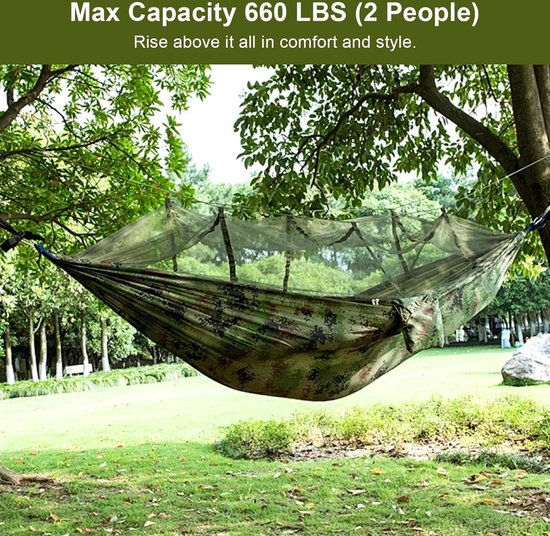 Outdoor Hangmat met Klamboe - 260 x 140 cm - Ultralicht - Muggennet ...