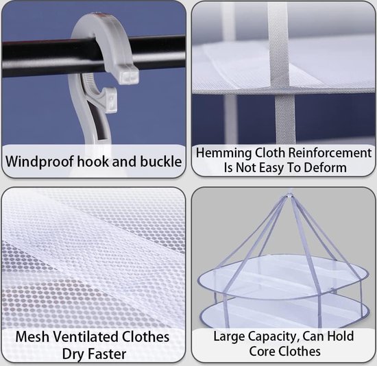 Opvouwbaar mesh kleding droogrek - winddichte trui doek droger ...
