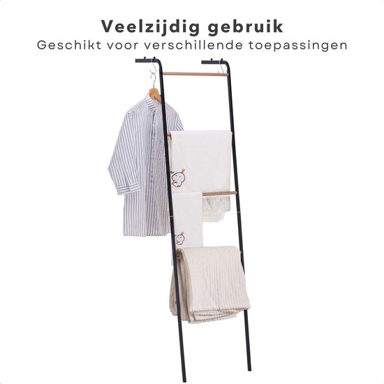 Cheqo® Vrijstaand Handdoekenrek - Decoratieve ladder - Handdoekladder ...