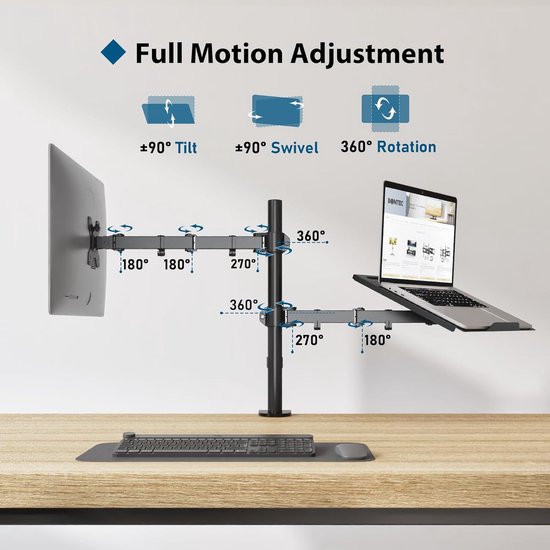 Laptop Standaard Monitor Arm met Laptop Stand voor 13-27'' LCD LED ...