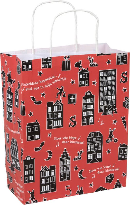 50x papieren Sinterklaas tasjes A5 - Rood | bol
