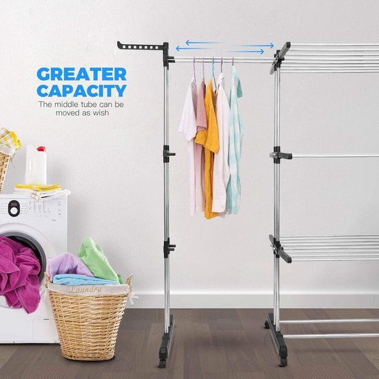 Wasrek - Uitschuifbaar droogrek droogtoren met 6 inklapbare vleugels ...