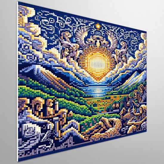 Pixel art relief schilderij | Digitale dimensies: een opgeschaald ...