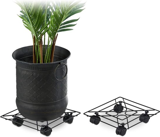 Plantentrolley metaal set van 2 - binnen en buiten - met rem ...