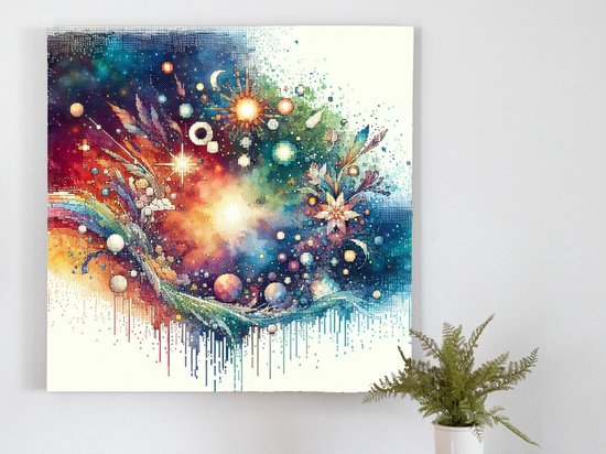 Pixel art aquarel schilderij | Pixels vervloeien tot leven in kleurrijk ...