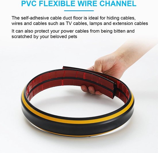 Platte vloer kabelgoot - 4 m - kabelafdekking zwart - zelfklevend - pvc ...