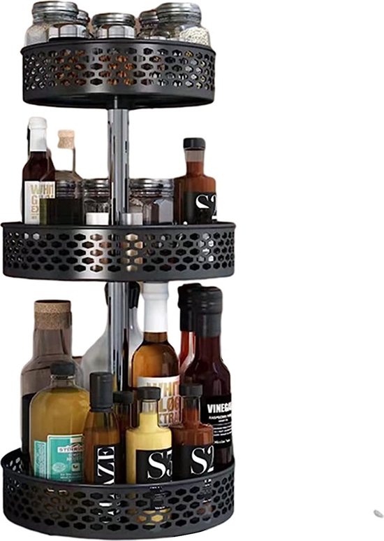 draaibaar kruidenrek, organizer, kruidenrek, zwart, draaiplateau, kruidenhouder,... | bol