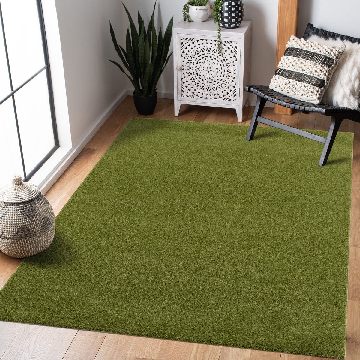 Tapijtenloods Uni Effen Laagpolig Vloerkleed Modern Groen - 120x170 CM ...