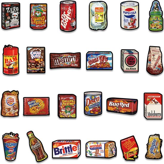 Sticker mix met 48x Eten en Drinken stickers met nep merken - Voor ...