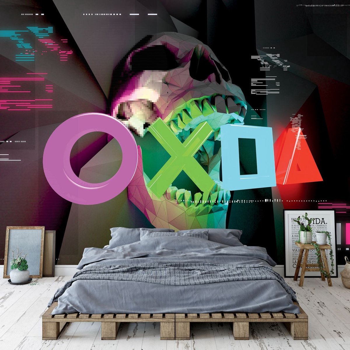 Fotobehang - Vlies Behang - Playstation Skull Game - Gaming - 520 x 318 ...