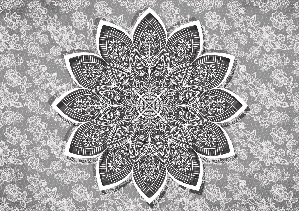 Fotobehang - Vlies Behang - Mandala en Bloemen Patroon - 312 x 219 cm ...
