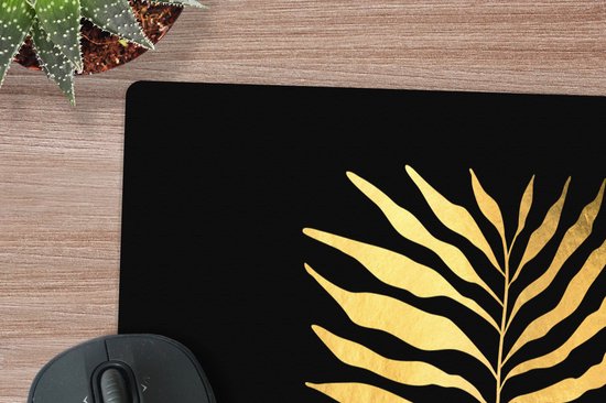 Muismat XXL 60x60 cm - Bureau onderlegger - Bureau mat Bladeren - Goud ...