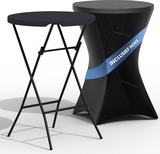 Avalo Statafel Zwart - 80x110 CM - Partytafel Inclusief Statafelrok - Opklapbare Bartafel | bol.com