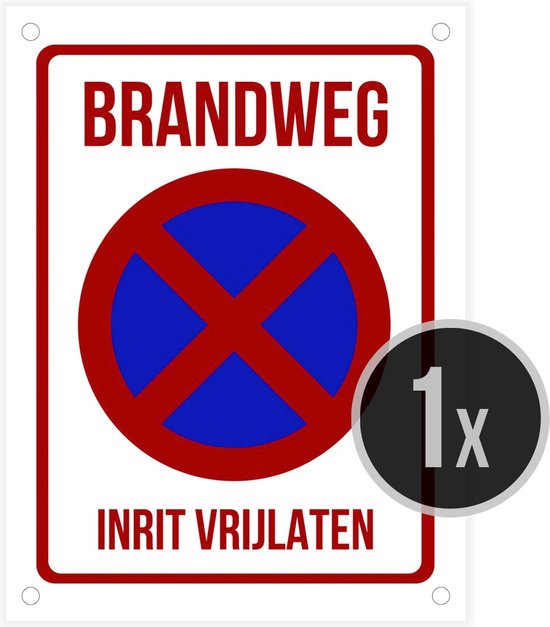 Pictogram/ bord op alu di-bond | "Brandweg - Inrit vrijlaten" | 27 x 36 ...