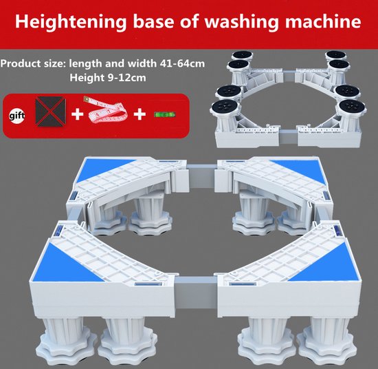 Universele Verstelbare Wasmachine Verhoger-met 8 poten - Meubelverhoger ...